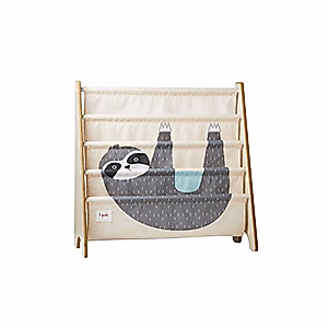 3 Sprouts Book Rack – Kids Storage Shelf Organizer Baby Room Bookcase Furniture, Sloth