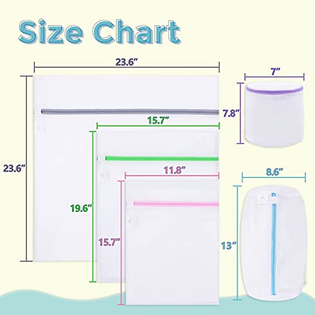 myHomeBody Mesh Laundry Bags | Delicates Bag for Washing Machine | Mesh Bags for Laundry with Zippers | Laundry Bags Mesh Wash Bags | Mesh Bag Laundry Bag as Travel Laundry Bags | 5 pcs Set