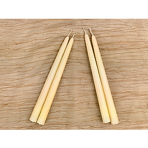 100% Natural Beeswax Taper Candles | Light Yellow | Dinner Candles | Drip-Resistant (12-PK Beeswax Tapers)