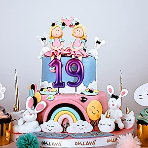 LUTER 2.36 Inches Purple and Blue Number Candle, Numeral Birthday Candles Galaxy Gradient Candles Wax Cake Toppers Decorations for Mermaid Themed Party Birthday Wedding Anniversary (9)