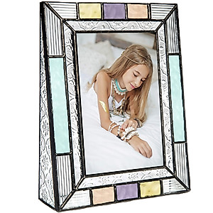 Colorful 4x6 Glass Picture Frame – Blue, Peach, Purple, Turquoise – J Devlin