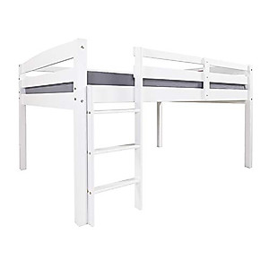 Camaflexi Tribeca Solid Wood Low Loft Bed Frame / 14 Wood Slats and 2 Center Supports / No Box Spring Necessary / Easy Assembly / Full - White, T1303F