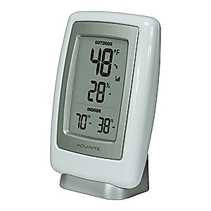 AcuRite 00611 Indoor Outdoor Thermometer with Wireless Temperature Sensor & Hygrometer White Small