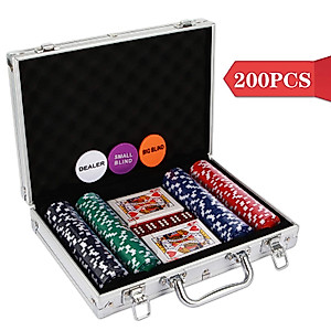 NOLIE Casino Poker Chip Set 200 PCS with Reinforced Aluminum Case for Gambling(11.5 Gram)