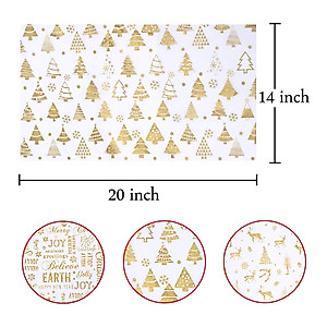 Whaline Christmas Gold Gift Tissue Wrap Paper Set, 120 Sheets Xmas Tree, Reindeer, Snowflake Design for Holiday Wrapping Paper DIY and Craft, 14" x 20"