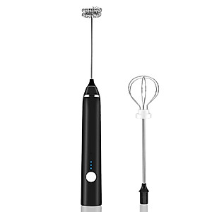 Milk Frother, Rechargeable hand-Held Electric Milk Frother 3 Adjustable USB Charging Can Be Used forBulletproof Coffee Protein Drinks Matcha Coffee Whisk (Black)