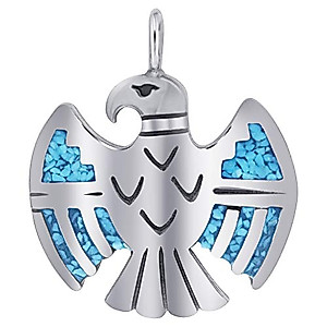 American Bald Eagle Natural Turquoise Gemstone .925 Sterling Silver Pendant for Women