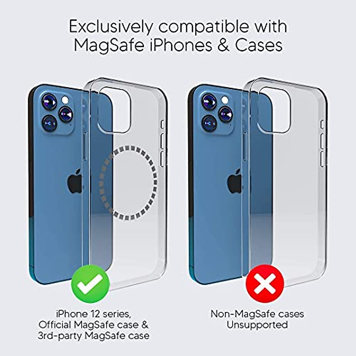 TALK WORKS Gooseneck Clip Mount Compatible w/iPhone 13/13 Pro/13 Pro Max/Mini, 14/14 Plus/14 Pro/14 Pro Max, 12, MagSafe Phone Cases - Magnetic Holder Stand Tabletop Clamp (Black)