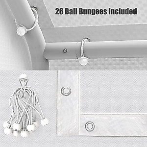 10x20 ft Carport Car Replacement Canopy Cover for Tent Party Top Garage Shelter with 26 Ball Bungees(Only Cover, Frame Not Included), white