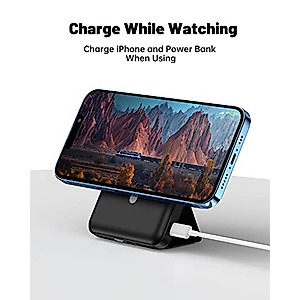 Yiisonger Magnetic Wireless Portable Charger, Foldable 10000mAh Battery Pack with USB-C Cable LED Display, Magnetic Power Bank 22.5W PD Fast Charging for iPhone 14/13/12/Pro/Mini/Pro Max（Black）