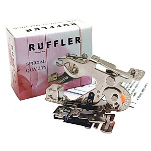 YEQIN Ruffler Foot (#55705) Sewing Machine Presser Foot for Singer Brother Juki Low Shank Sewing Machine (Pink Box)