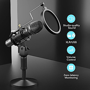 Audio Interface with Dynamic Microphone, Maonocaster Portable ALL-IN-ONE Podcast Production Studio for Guitar, Live Streaming, PC, Recording, and Gaming