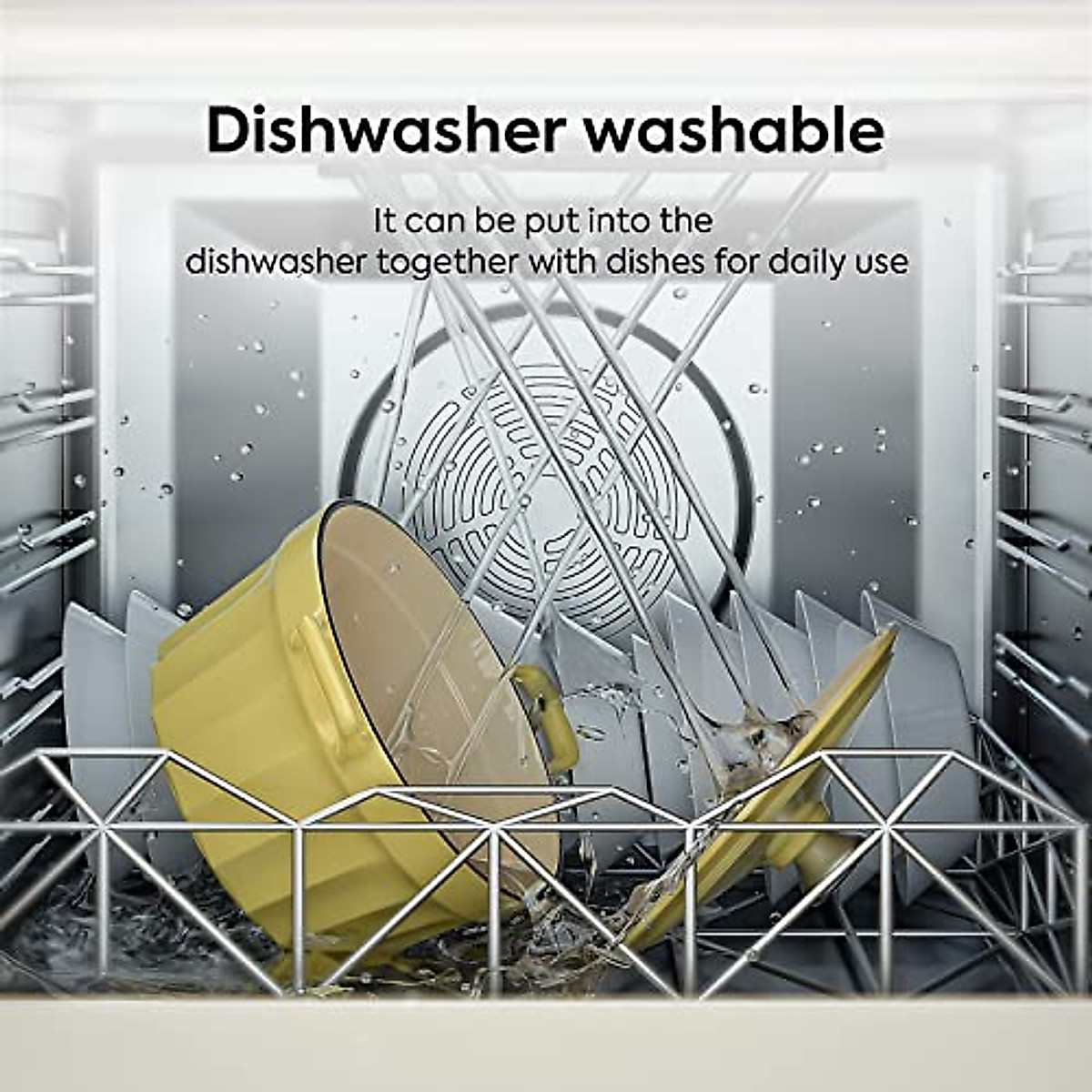 HUABANG Enameled Cast Iron Dutch Oven with Lid, 4.3Qt Pleated Cast Iron Pot w/Enamel Coating Suitable for All Kinds of Cookware,Induction Cooker,Dishwasher,3-5 Person Use,Home Baking (4.3Qt, Yellow)