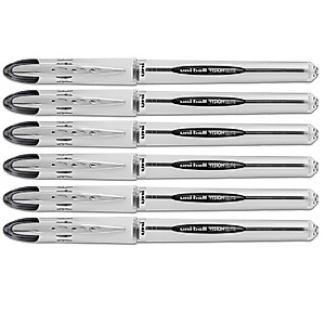 uniball Vision Elite Stick Bold Point Roller Ball, 6 Black Ink Pens (61231) (ne k)