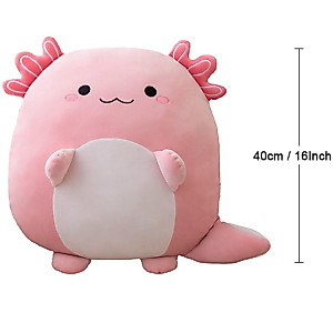 16 Inch Plush Axolotl Stuffed Animal Axolotl Hugging Pillow Pink Axolotl Plushies Throw Pillow Axolotl Anime Gift for Kids and Lovers in Birthday,Valentine's Day,Christmas...