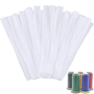 GORGECRAFT 100Pcs Sewing Thread Net Cosmetic Brush Protective Nets Mesh Spool Saver Huggers for Different Sizes of Sewing Quilting Winding Embroidery Machines White 7.68x0.79inch