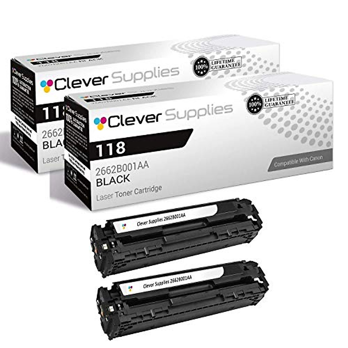 CS Compatible Toner Cartridge Replacement for Canon 118 2662B001AA Black I-SENSYSMF8330CDN LBP7200 IMAGECLASS MF8330CDN MF8350CDW SATERA7200CN 2 Set