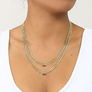 Nuragold 10k Yellow Gold 5mm Solid Cuban Curb Link Chain Pendant Necklace, Mens Womens Jewelry 16" 18" 20" 22" 24" 26" 28" 30"