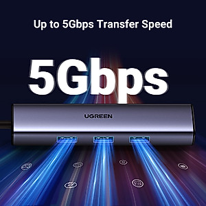 UGREEN USB C to Ethernet Adapter, 4 in 1 USB C Hub Ethernet with 3 USB 3.0 Ports/Gigabit Rj45, Plug & Play, Thunderbolt (3/4) to Network Adapter for MacBook Pro/Air, XPS, iPad Pro, iPhone 15 Pro/Max