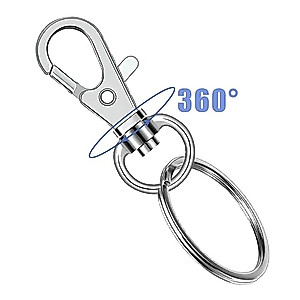 100PCS Premium Swivel Snap Hook Keychains with Key Rings, Metal Keychain Clip and Key Ring, 50PCS Key Chain Hooks and 50PCS Key Rings for Lanyard Crafts Jewelry Keychain Making Silver 32mm/1.25inches