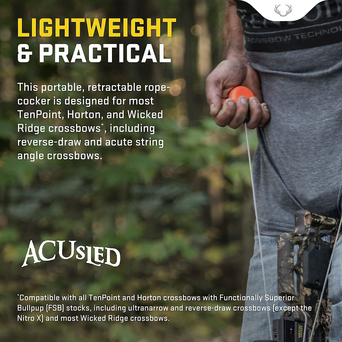 TenPoint ACUsled - Portable, Retractable Crossbow Cocking Device - Reduces Draw Weight by 50% - Not Compatible with Nitro X