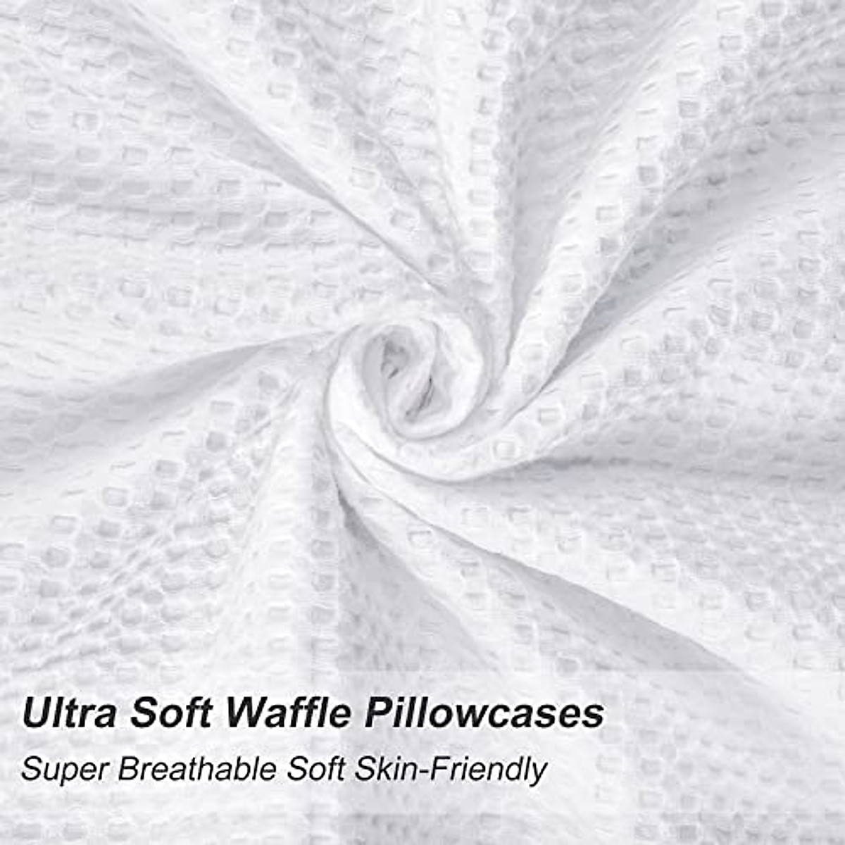 PHF Cotton Waffle Weave Pillowcases King Size Set of 2, No Insert, 20" x 36" Ultra Soft Cotton Blend Pillow Shams, Comfy Breathable and Skin-Friendly Pillow Cases Covers, White