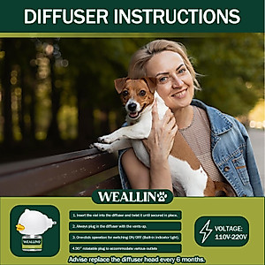 WEALLIN Dog Calming Diffuser Kit for Dog Anxiety Relief, 5-in-1 Dog Pheromone Diffuser Kit with 1 Diffuser +4 Refill 48ml Vial for 120-Day Use, Reduces Separation Anxiety, Aggression, and Stress