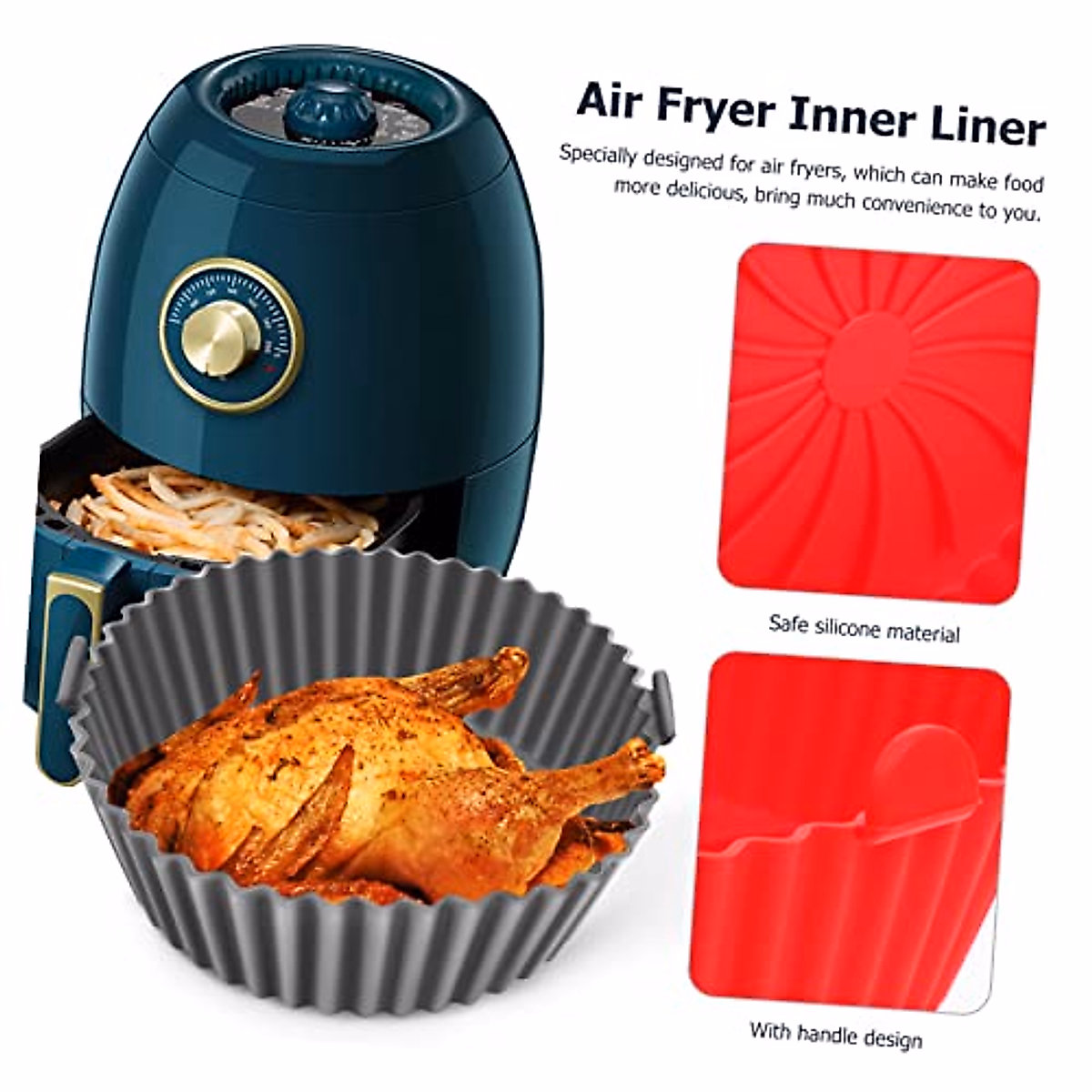 KICHOUSE 2pcs Fryer Pad Nonstick Bakeware Toaster Air Fryer Resin Tray Oven Pot Oven Baking Pan Reusable Air Fryers Pot Pot for Air Fryer Air Fryer Baking Pot Air Fryer Baking Pads Steamer