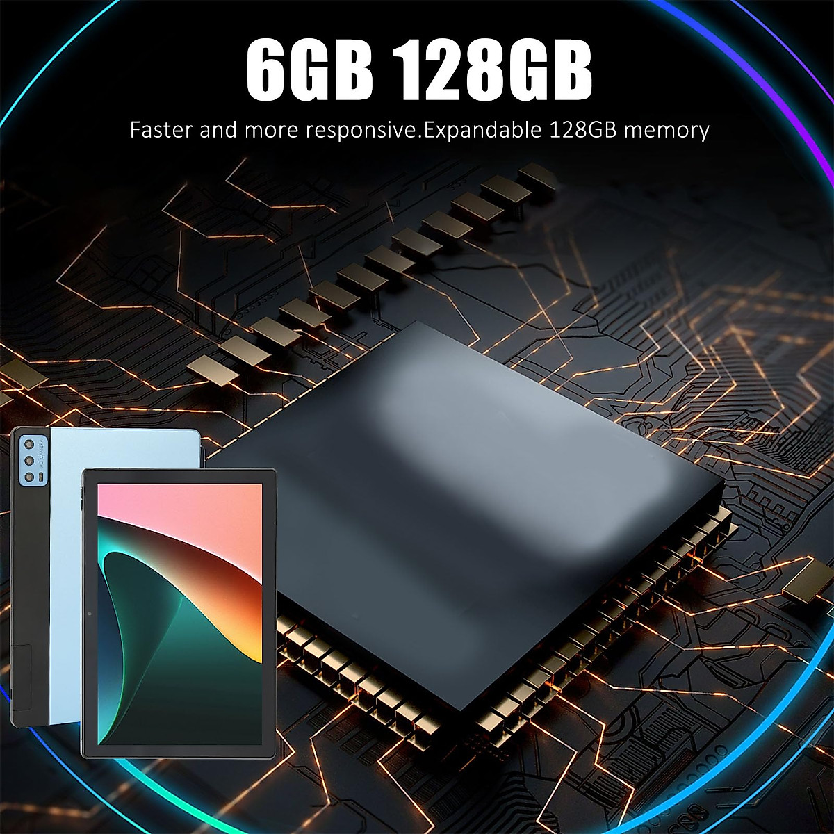 2 in 1 Tablet, Android 12 Tablet, 10.1 inch FHD Screen, 6GB RAM 128GB ROM, 7000mAh, 2.4GHz 5G WiFi, Front and Rear Camera with Keyboard and Mouse (US Plug)