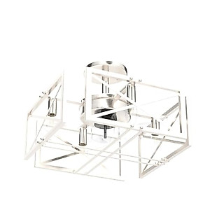 PUNSOKO Ceiling Fans with Lights, Brushed Nickel Fandelier Ceiling Fan with Light and Remote, 20'' Modern Bladeless Chandelier Fan Flush Mount for Kitchen, Bedroom, Living Room