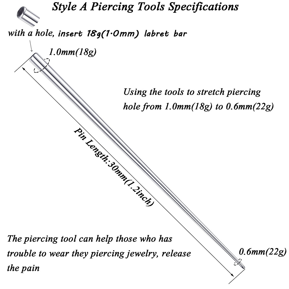 MILACOLATO G23 Titanium Piercing Taper Insertion Pins 18G Taper Piercing Kits for Ear/Nose/Navel/Nipple/Lip/Eyebrow/Tongue/Tragus Helix Stretcher Body Piercing Stretching Kit Assistant Tools