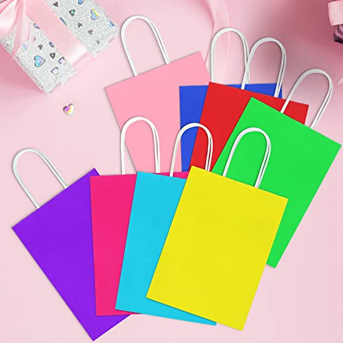 BLEWINDZ 32Pack Gift Bags with 32 Tissue Paper, 8Colors Party Bags with Handles, 10.6" Medium Size Rainbow Goodie Bags for Wedding, Birthday, Party Supplies