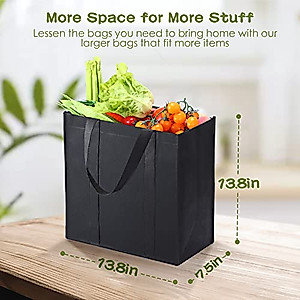 Kenning 20 Pack Reusable Grocery Bags Large Heavy Duty Shopping Bags Foldable Grocery Tote Bag with Reinforced Bottom and Sturdy Handles for Shopping Merchandise Events Parties, Black