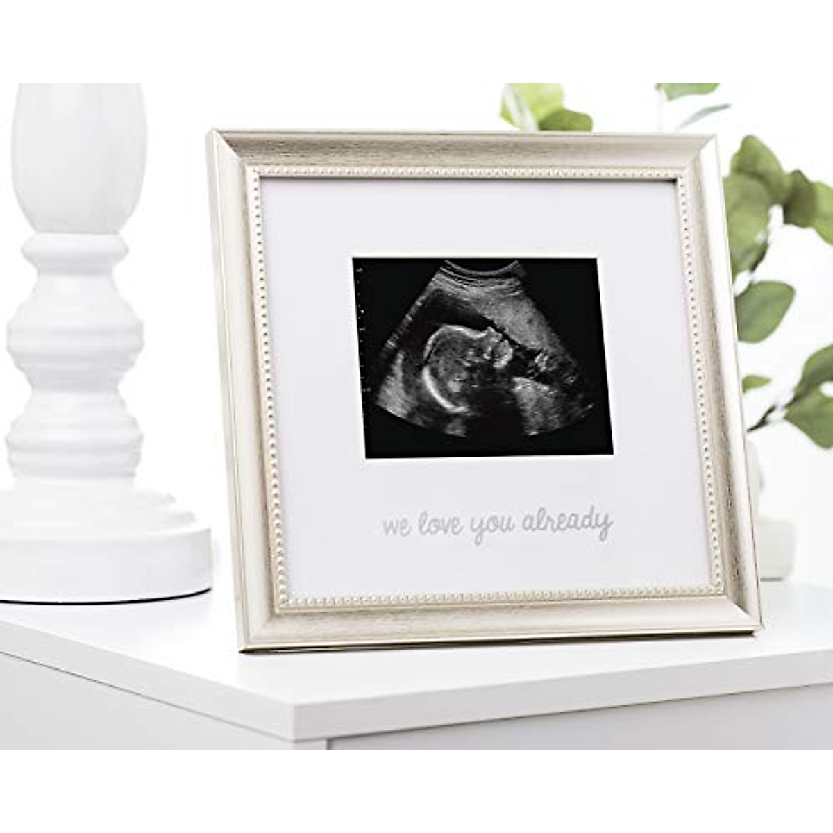 Lil Peach We Love You Already Sonogram Keepsake Frame, Perfect Keepsake for Expecting Parents, Pregnancy Announcement, Silver