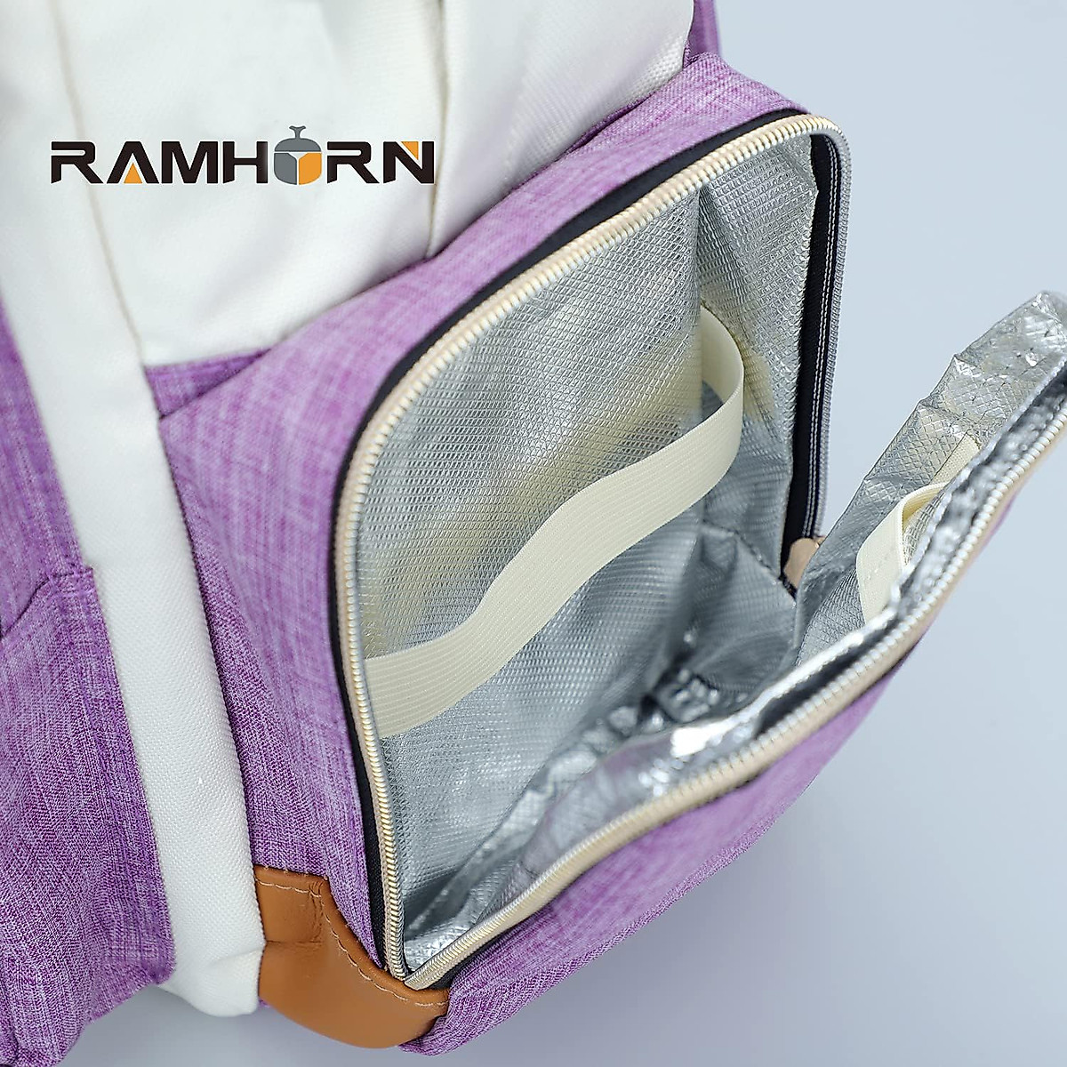Ramhorn Diaper Bag Multifunction Travel Backpacks for Mom with Insulated Pockets and Laptop Compartment, purple