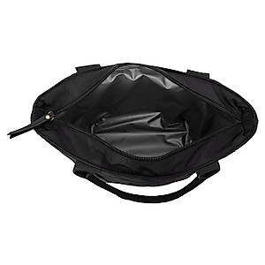 Joan & David Quilted Nylon Insulated Reusable Lunch Bag Tote Organizer Box with 12oz Water Bottle for Work Travel (Black)