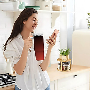 MCHIVER Black Red Gradient 30 oz Tumbler with Handle and Straw Stainless Steel Vacuum Water Bottle Leak-proof Travel Coffee Mug Insulated Cup for Car Office Home