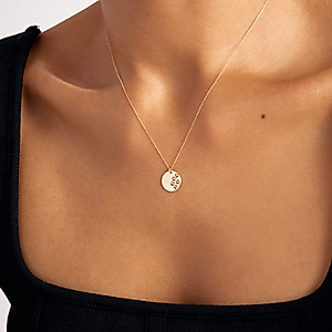 GELIN 14K Solid Gold Paw Print Necklace for Women | 14K Real Gold Pet Necklace | Cat and Dog Paw Necklace | Women's 14K Gold Memorial Jewelry, 18"