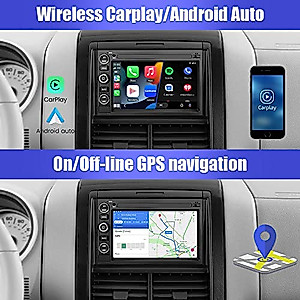 Car Radio Stereo Android 12 for Ford F150 F250 F350 Fusion Edge Explorer Taurus Freestar 7 inch Touch Screen 2G+32G with Carplay/Android Auto SWC GPS WiFi Bluetooth FM RDS DSP