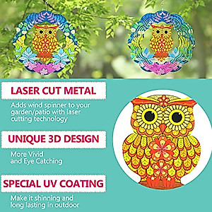 JOPESO Wind Spinners Outdoor Metal Stainless Steel 3D Hanging Wind Spinner for Yard and Garden, 9.8inch Wind Spinner Art Gifts with 360 Degree Rotating Hook