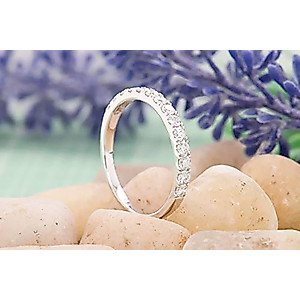 Dazzlingrock Collection 0.50 Carat (ctw) 10K Round Diamond Wedding Anniversary Stackable Band 1/2 CT, White Gold, Size 6.5