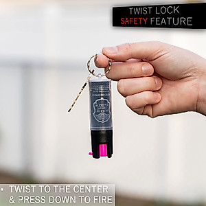 Police Magnum Mini Pepper Spray Self Defense- Small Discreet Pink OC Spray- 1 Pack 1/2oz Twist Lock Keyring (Pink Pocket Knife &Clear Sleeve)