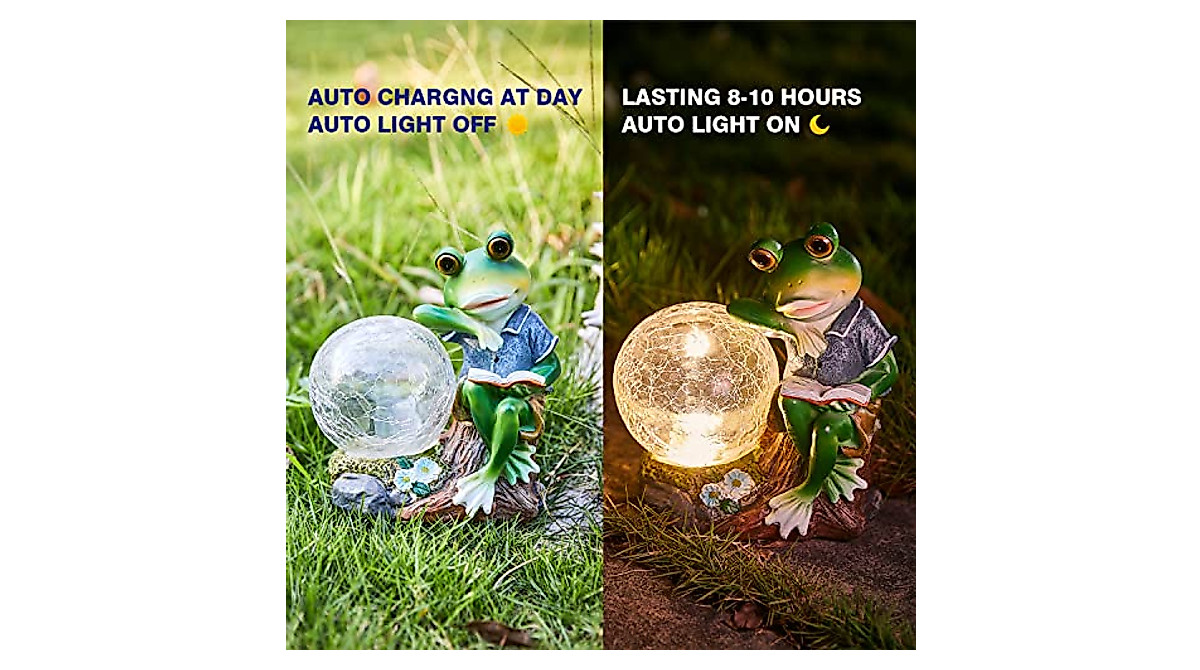 FANOAULEA Solar Frog Statues for Garden Decoration