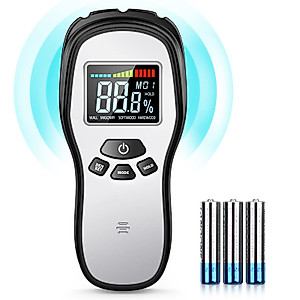 Pinless Wood Moisture Meter Detection - Firewood Moisture Meter Digital Moisture Detector for Lumber Drywall Firewood Masonry Woodworking Plaster Floor Concrete Building with LCD Display Sound Alarm