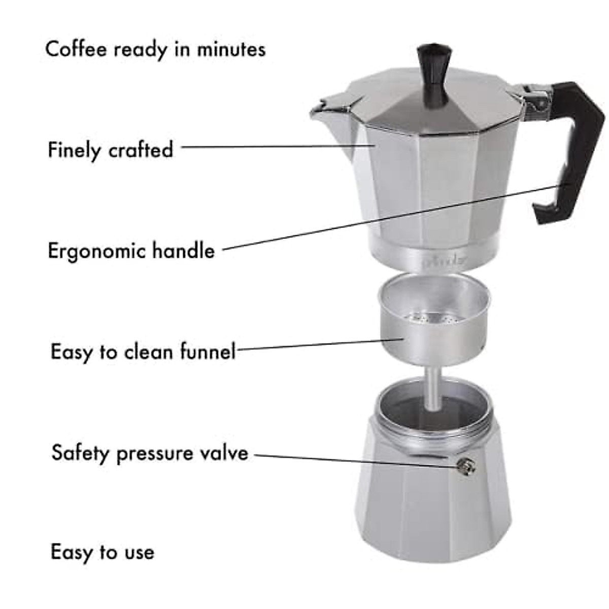 Stovetop Espresso and Coffee Maker, 6 Cup Moka Pot for Classic Italian Espresso, Aluminium Maker Home Camping, Silver