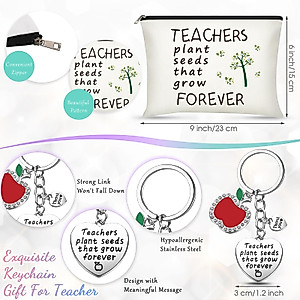 Geiserailie Christmas Teacher Appreciation Gift Sets Including Teacher Travel Tumbler Teacher Makeup Bags Keychain with Box for Women Men Thank You Teacher Gift Idea from Student(Classic Style)