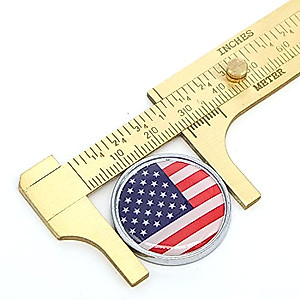 AutoE Portable 4inch/100mm Double Scales Sliding Gauge Brass Ruler Measuring Tool Mini Brass Pocket Ruler