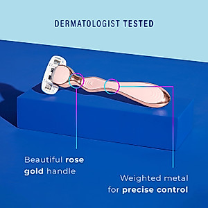 Schick Hydro Silk Rose Gold Metal Razor for Women | Womens Razors, Travel Razor, 5-Blade Razors for Women | 1 Handle & 2 Razor Refills