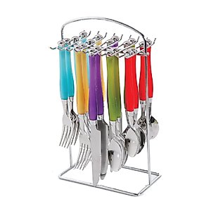 Santoro 20 Piece stainless Steel Flatware Set with Hanging Rack