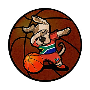 Dabbing Dog South Africa Basketball - South African Flag PopSockets Grip and Stand for Phones and Tablets